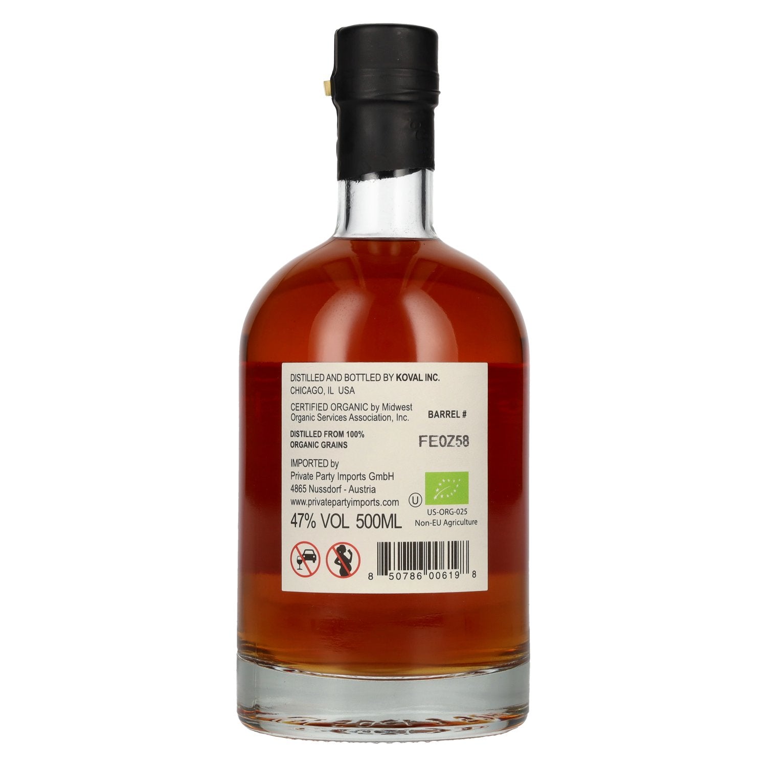 Koval BOURBON Single Barrel Whiskey 47% Vol. 0,5l – delicando