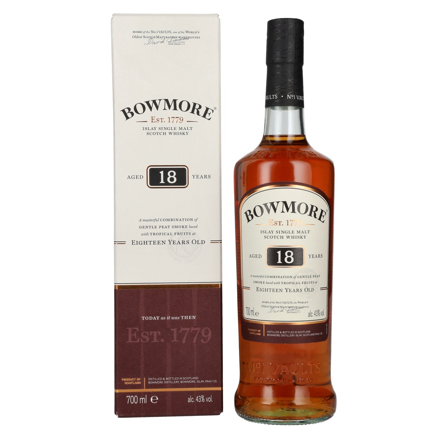 Bowmore 18 Years Old Islay Single Malt Scotch Whisky 43% Vol. 0,7l in ...