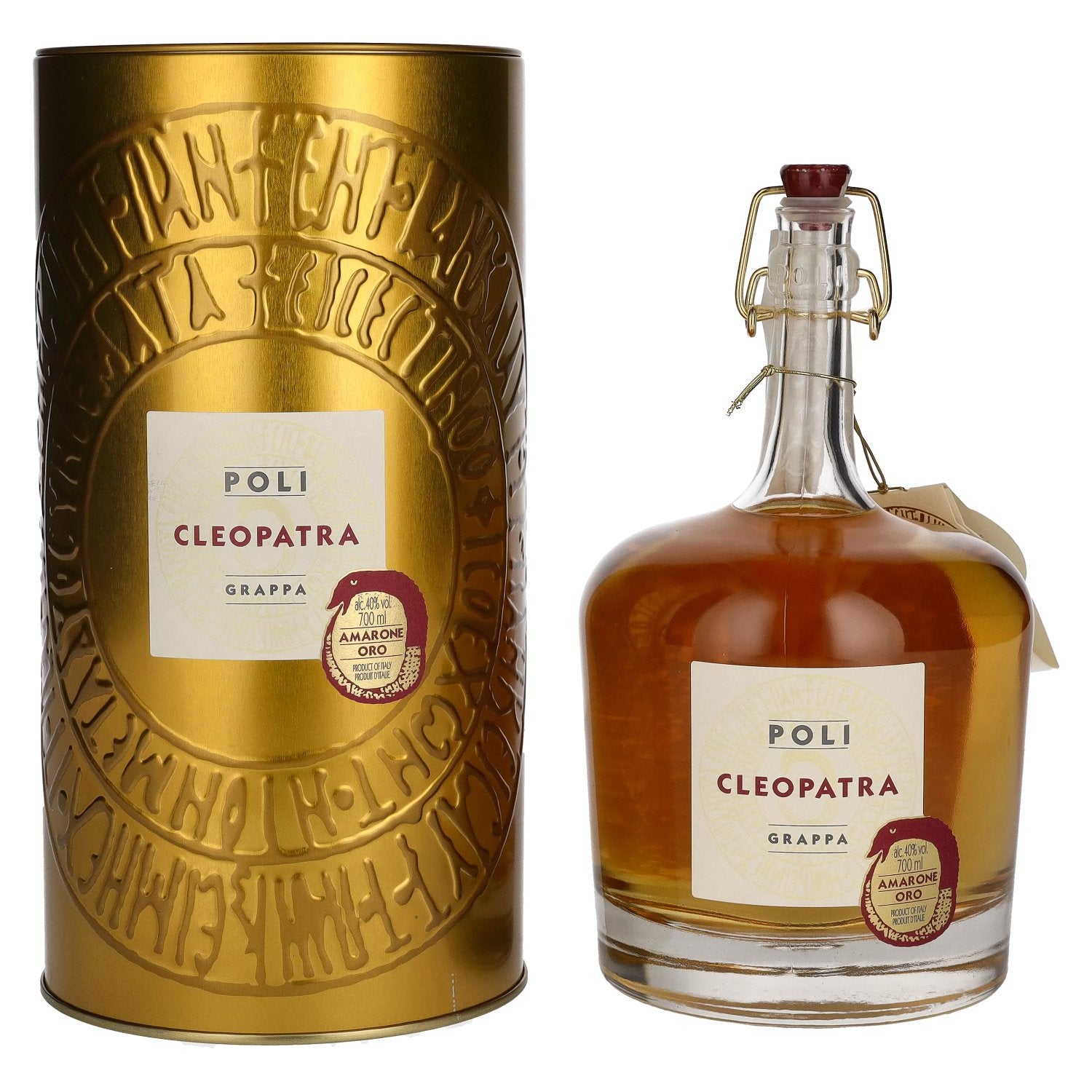 Poli Grappa Cleopatra Amarone Oro 40% Vol. 0,7l in Tinbox – delicando
