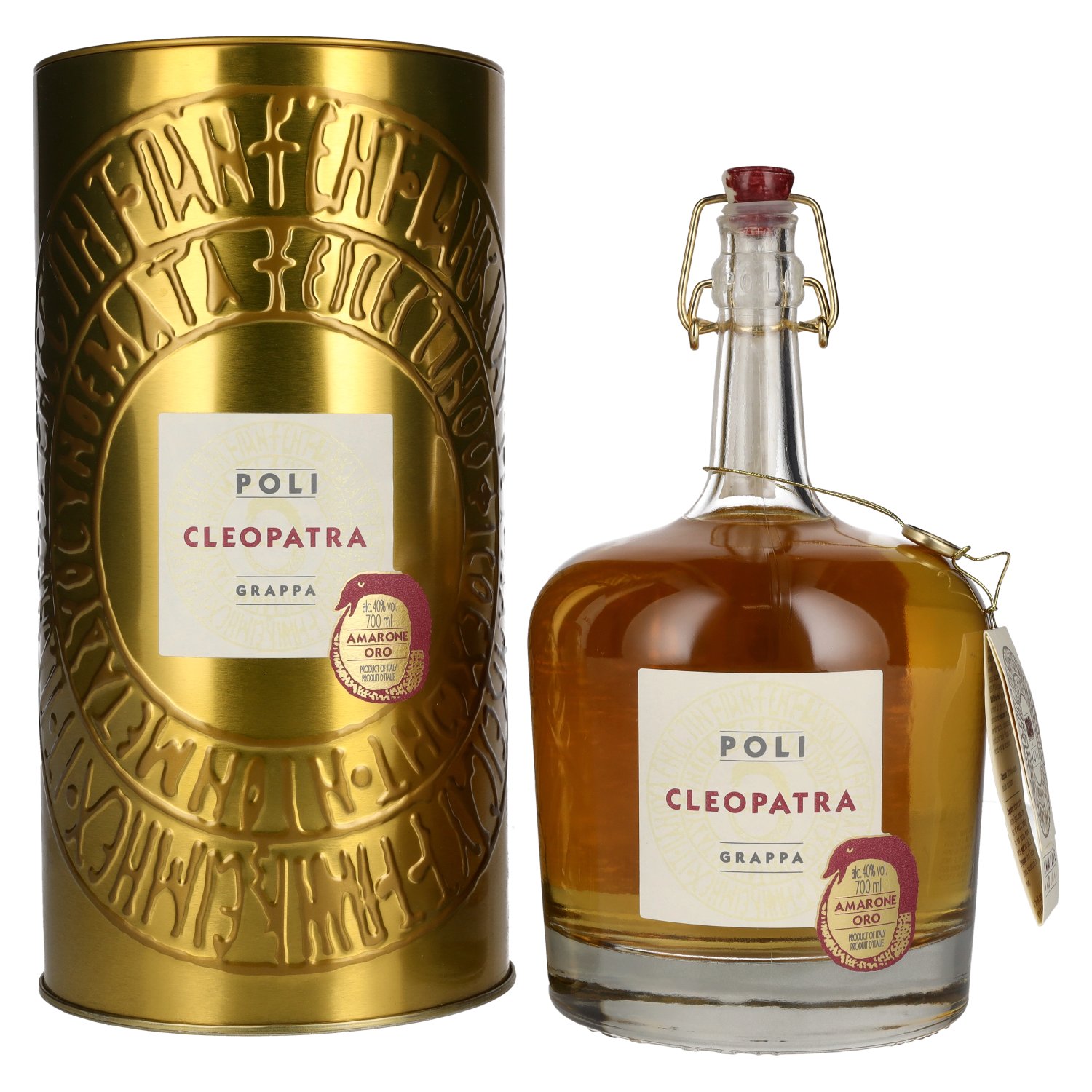 Poli Grappa Cleopatra Amarone Oro 40% Vol. 0,7l in Tinbox