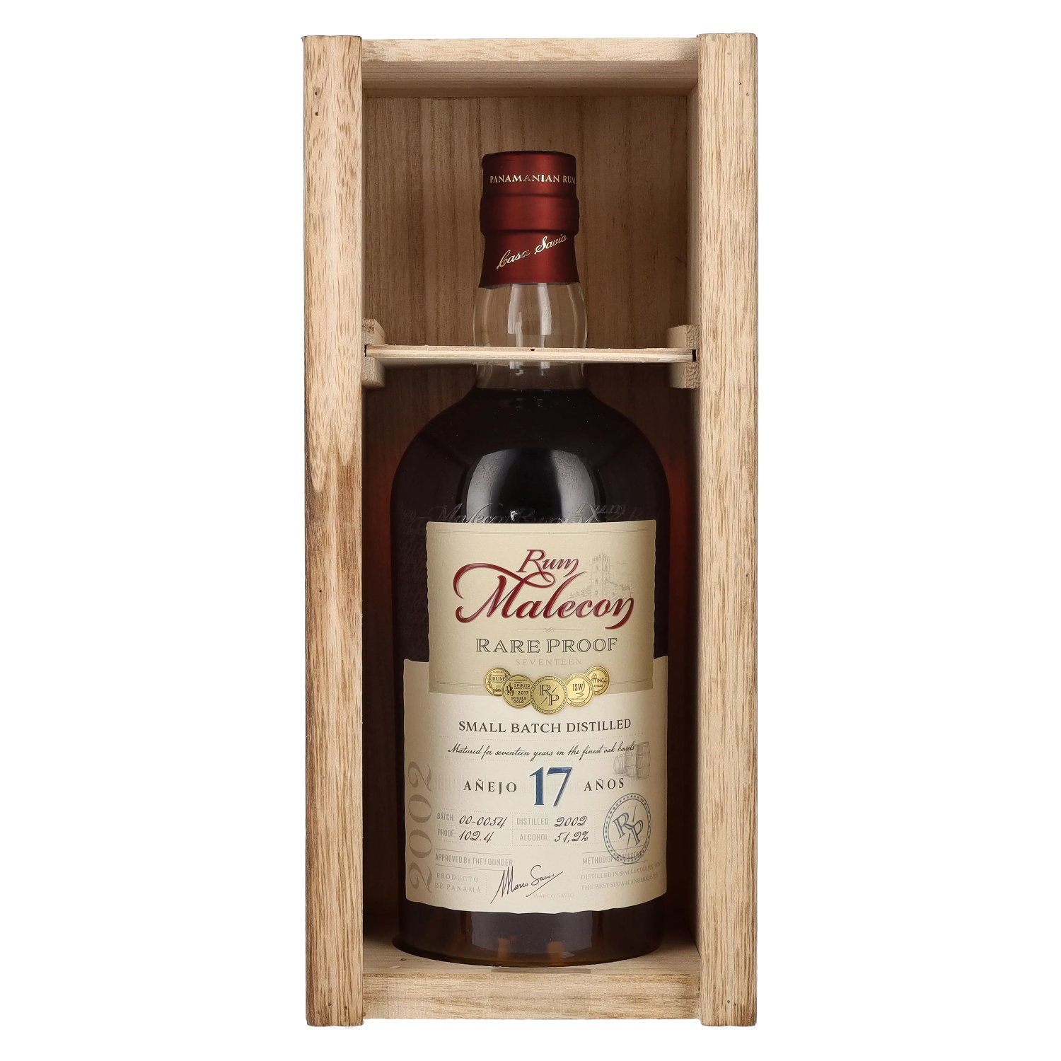 Rum Malecon Añejo 17 Años RARE PROOF 2002 51,2% Vol. 0,7l in Holzkiste